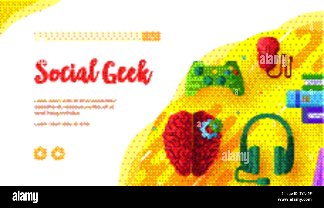 Video game background with joypad, headphones, computer mouse, books ...