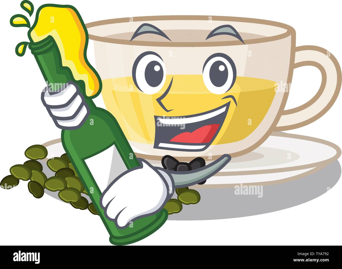 With beer oolong tea above wood tables cartoon Stock Vector Image & Art ...