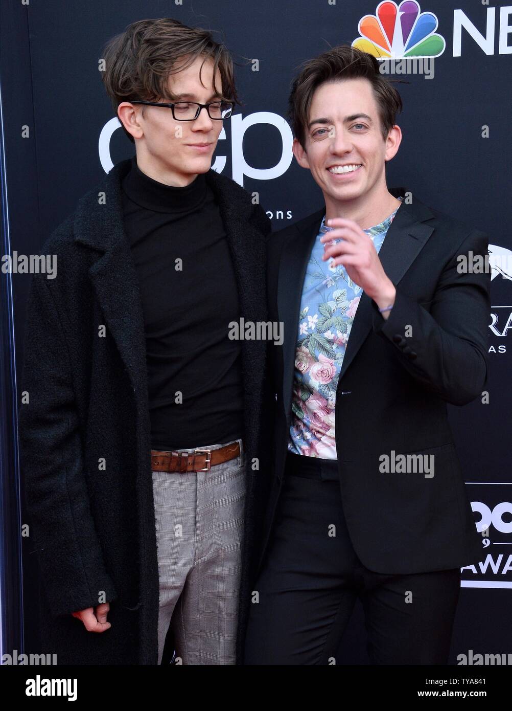 Austin P. McKenzie (L) and Kevin McHale arrive for the 2019 Billboard ...