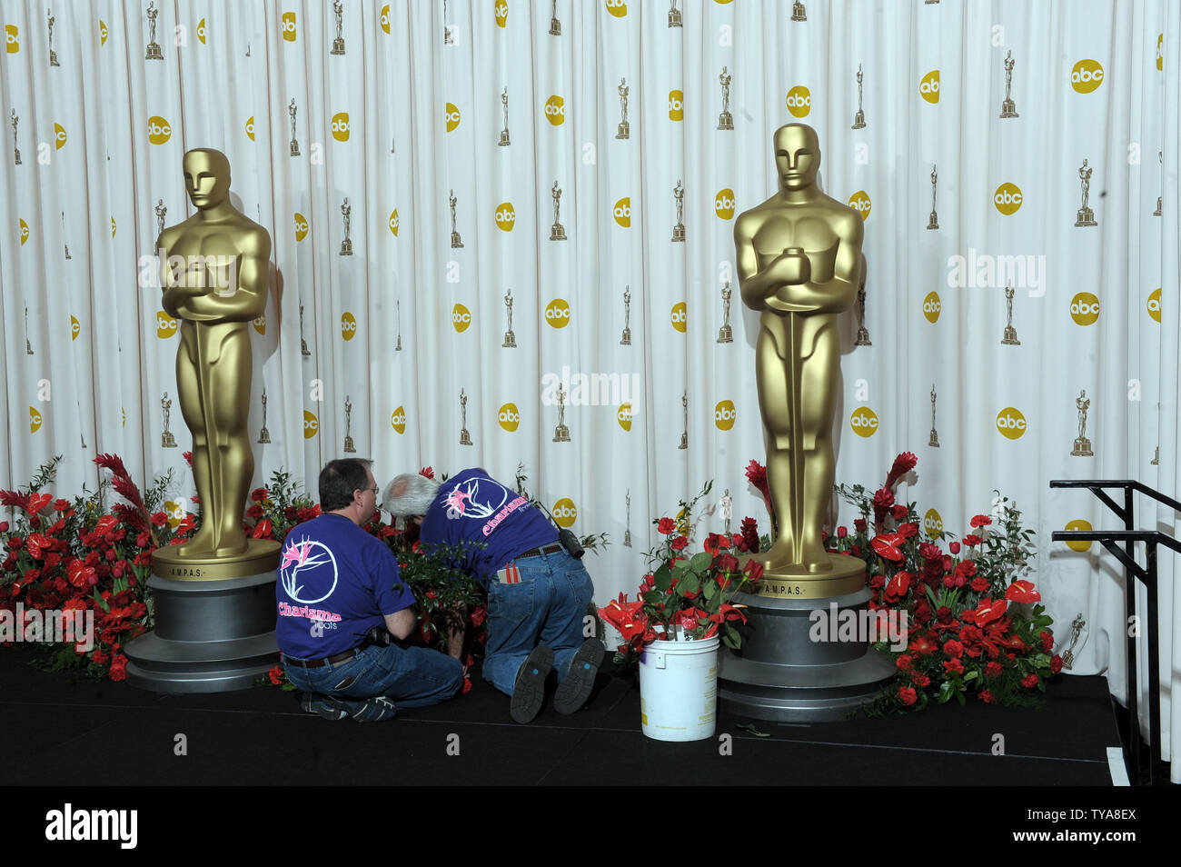 Worker prepare for the 81st Academy Awards in Hollywood on February 21 ...