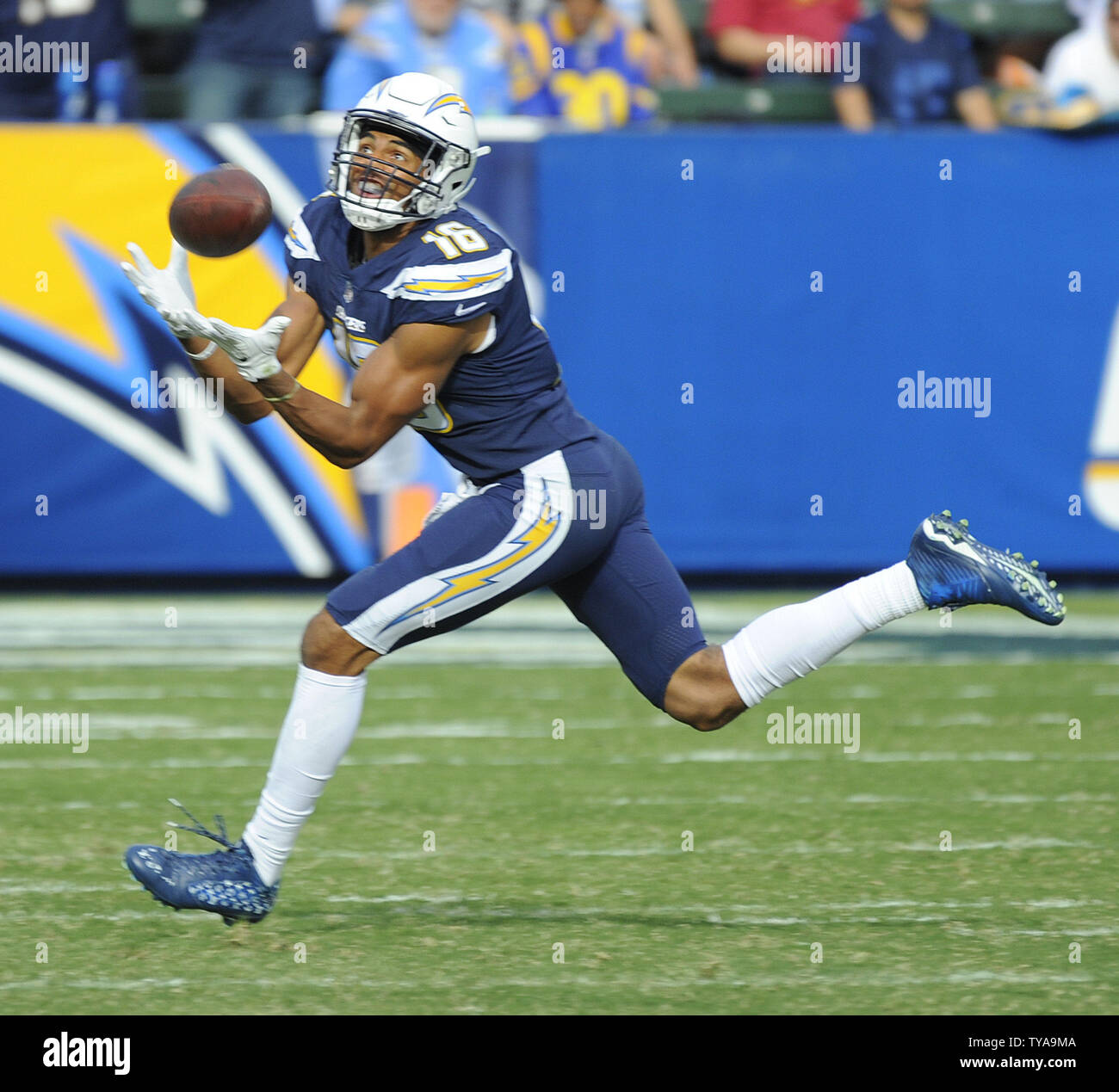 Los Angeles Chargers' Tyrell Williams catches a 75 yard pass and runs ...