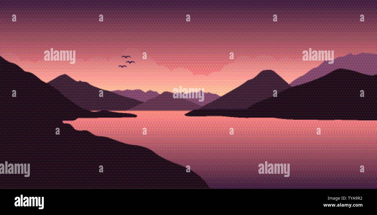 Purple landscape illustration hi-res stock photography and images - Alamy