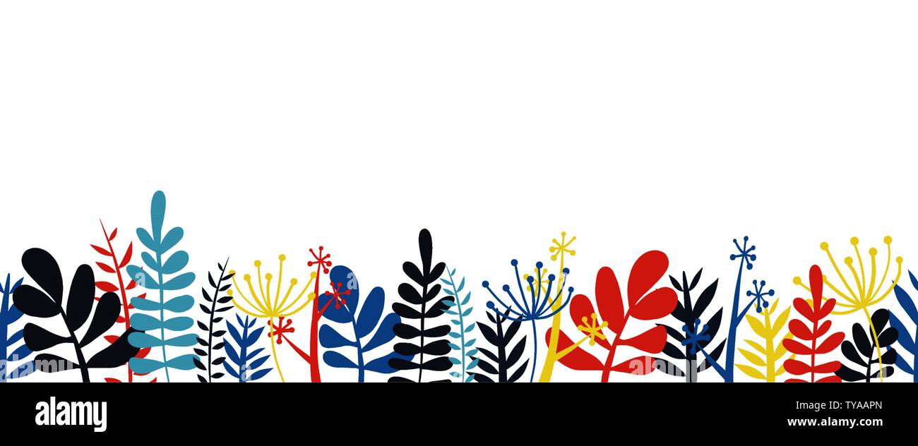 Abstract leaves border frame bottom horizontal seamless vector ...