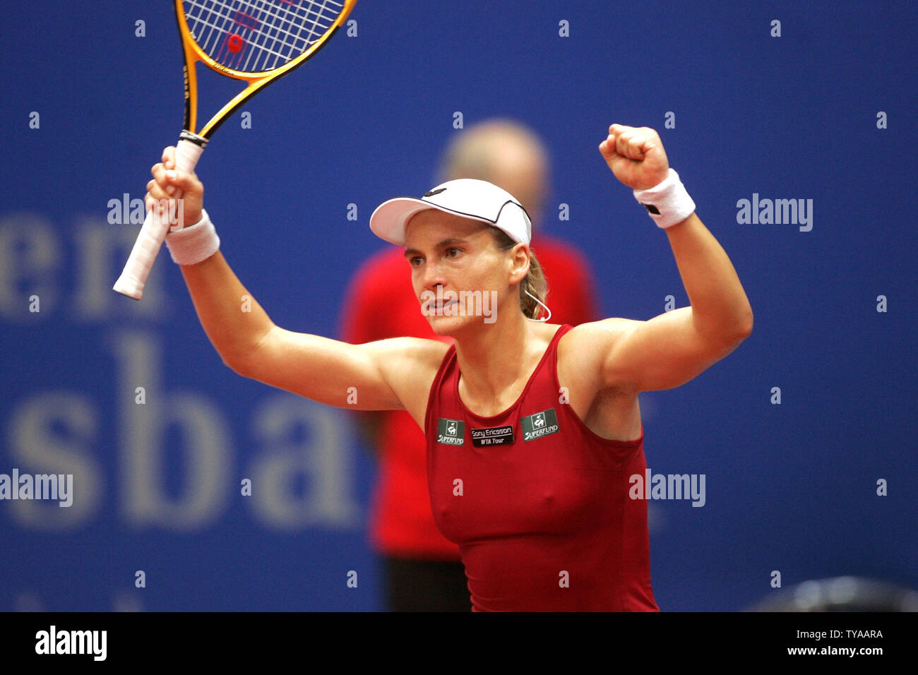 Sybille Bammer of Austria celebrates win over Vera Dushevina of Russia ...