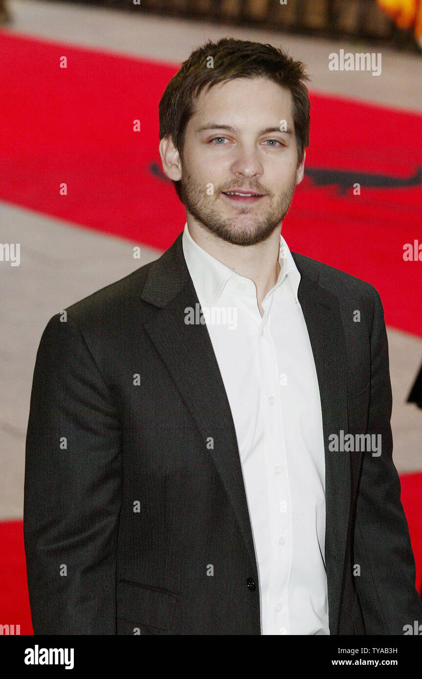 American actor Tobey Maguire at the U.K .premiere of Spider Man 2 in ...