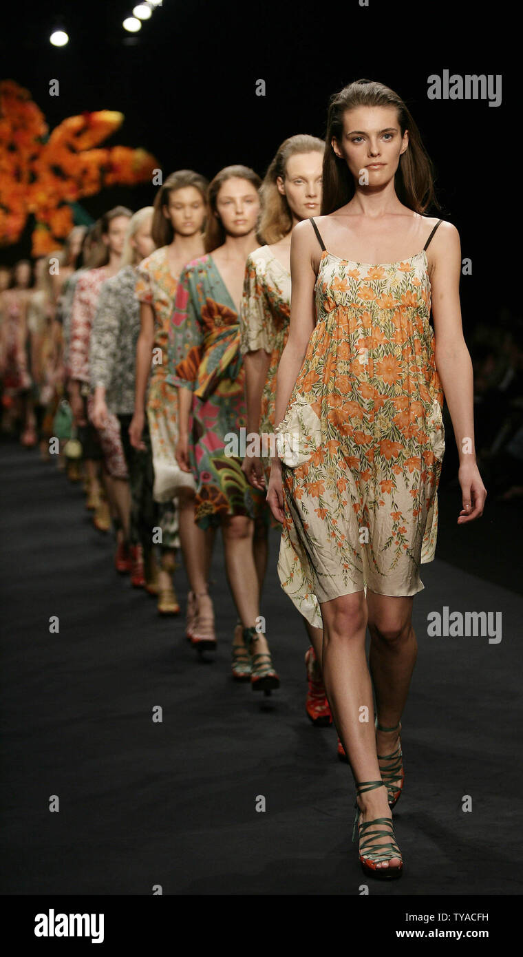 Models parade down the catwalk wearing Betty Jackson's spring/summer ...