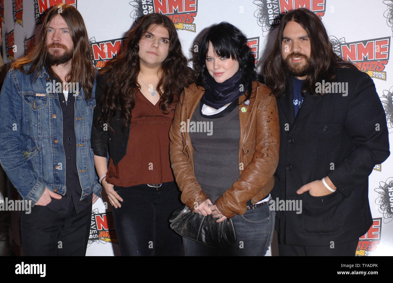 British popband Magic Numbers attend the NME awards at Hammersmith ...