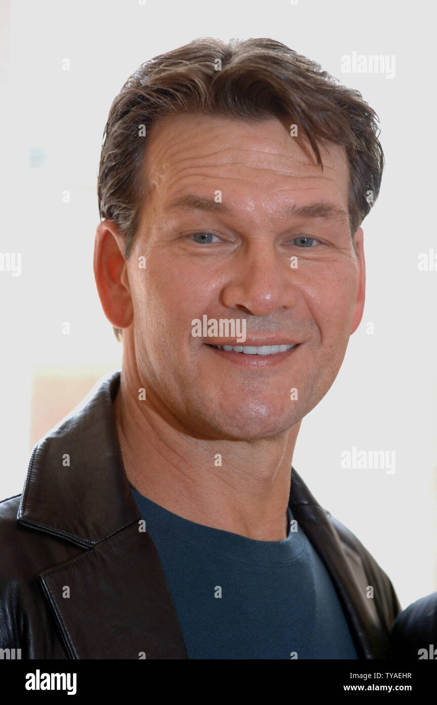 American actor Patrick Swayze attends a photocall for the musical Guys ...