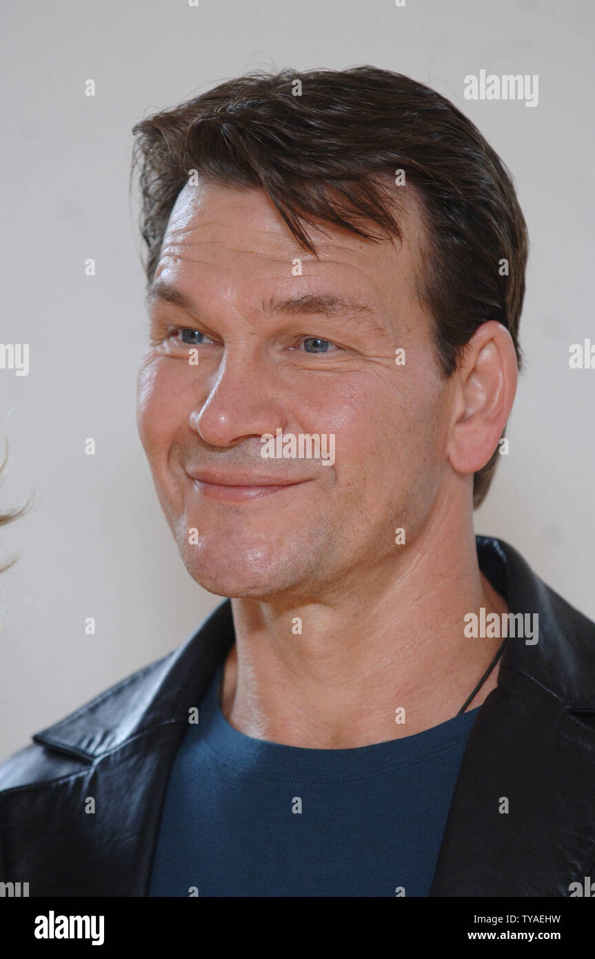 American actor Patrick Swayze attends a photocall for the musical Guys ...