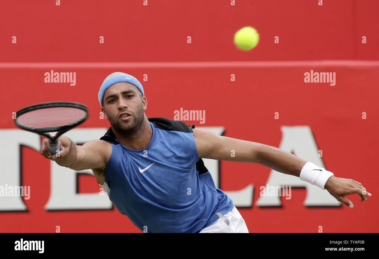 American James Blake plays a forehand during his match with Australian ...