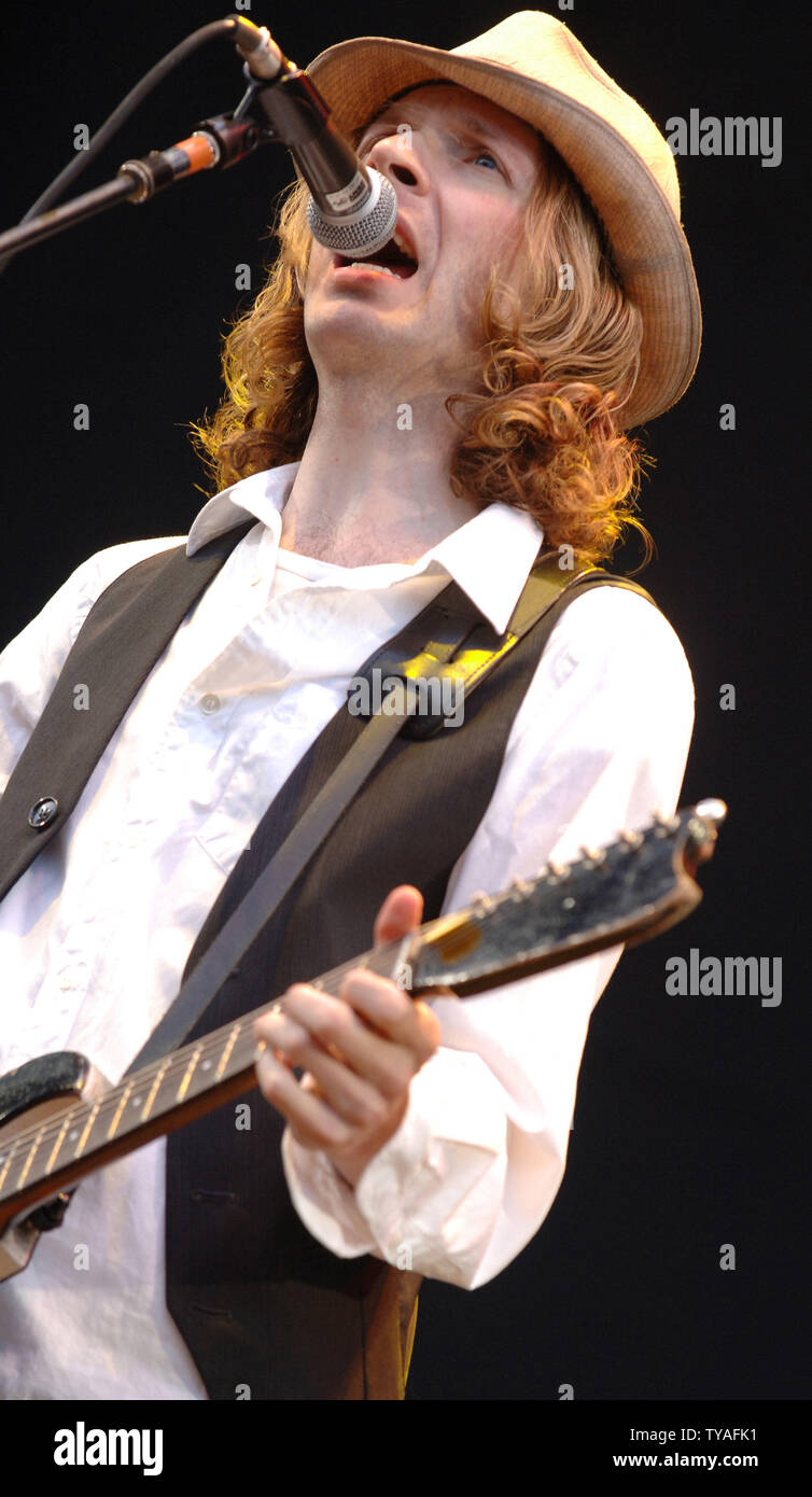 American rock singer Beck performs at the V festival in Hylands Park in ...