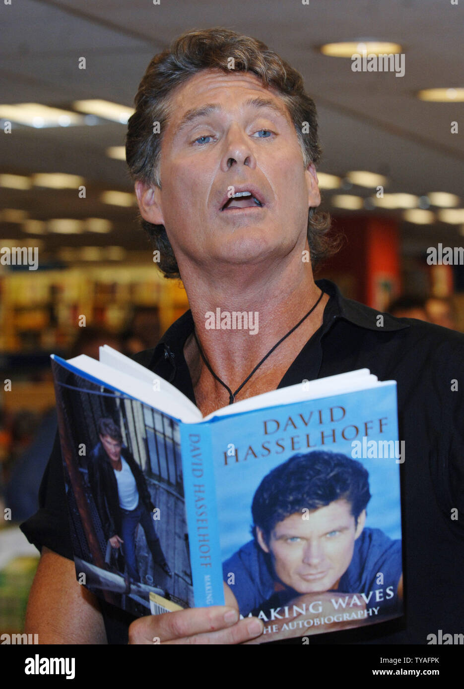 American actor David Hasselhoff attends a booksigning of his ...
