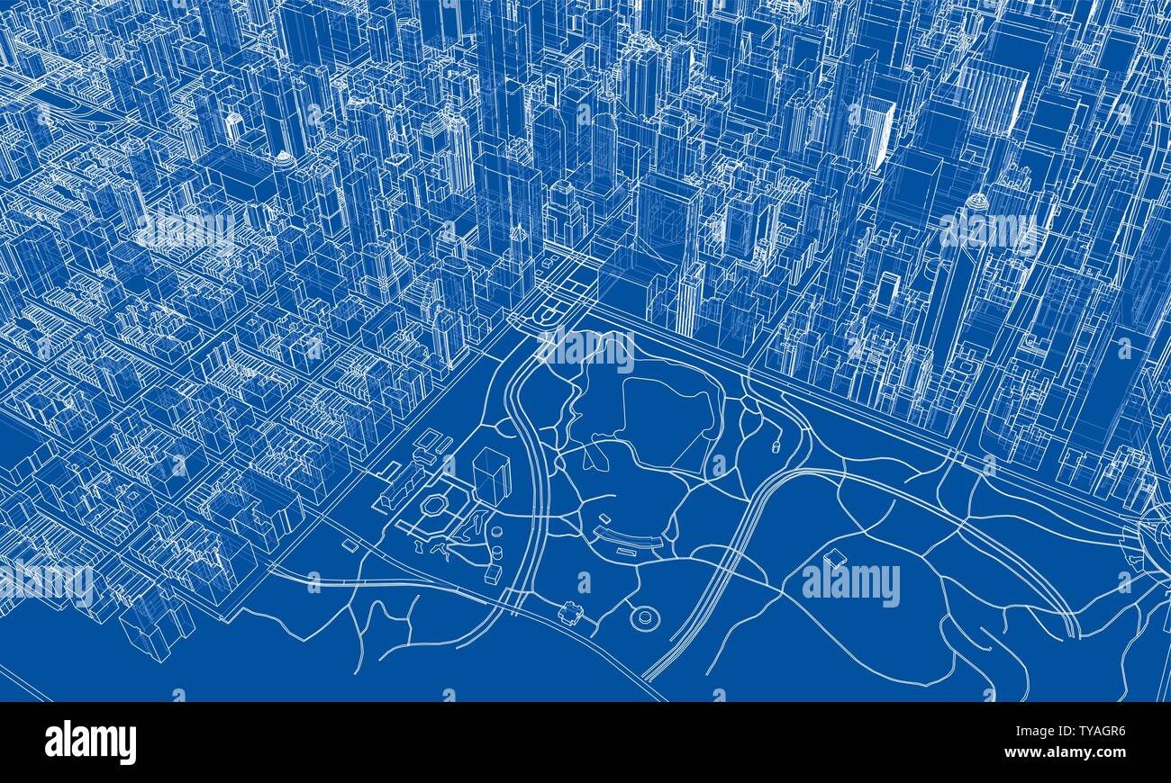 Outline city concept. Wire-frame style Stock Vector Image & Art - Alamy