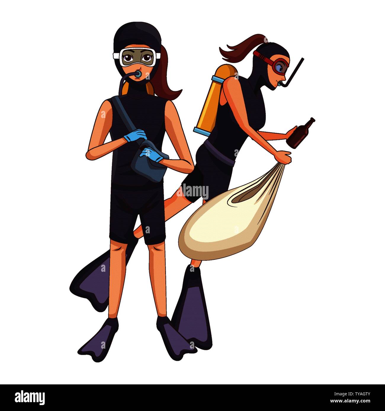 Women scuba diving Stock Vector Images - Alamy