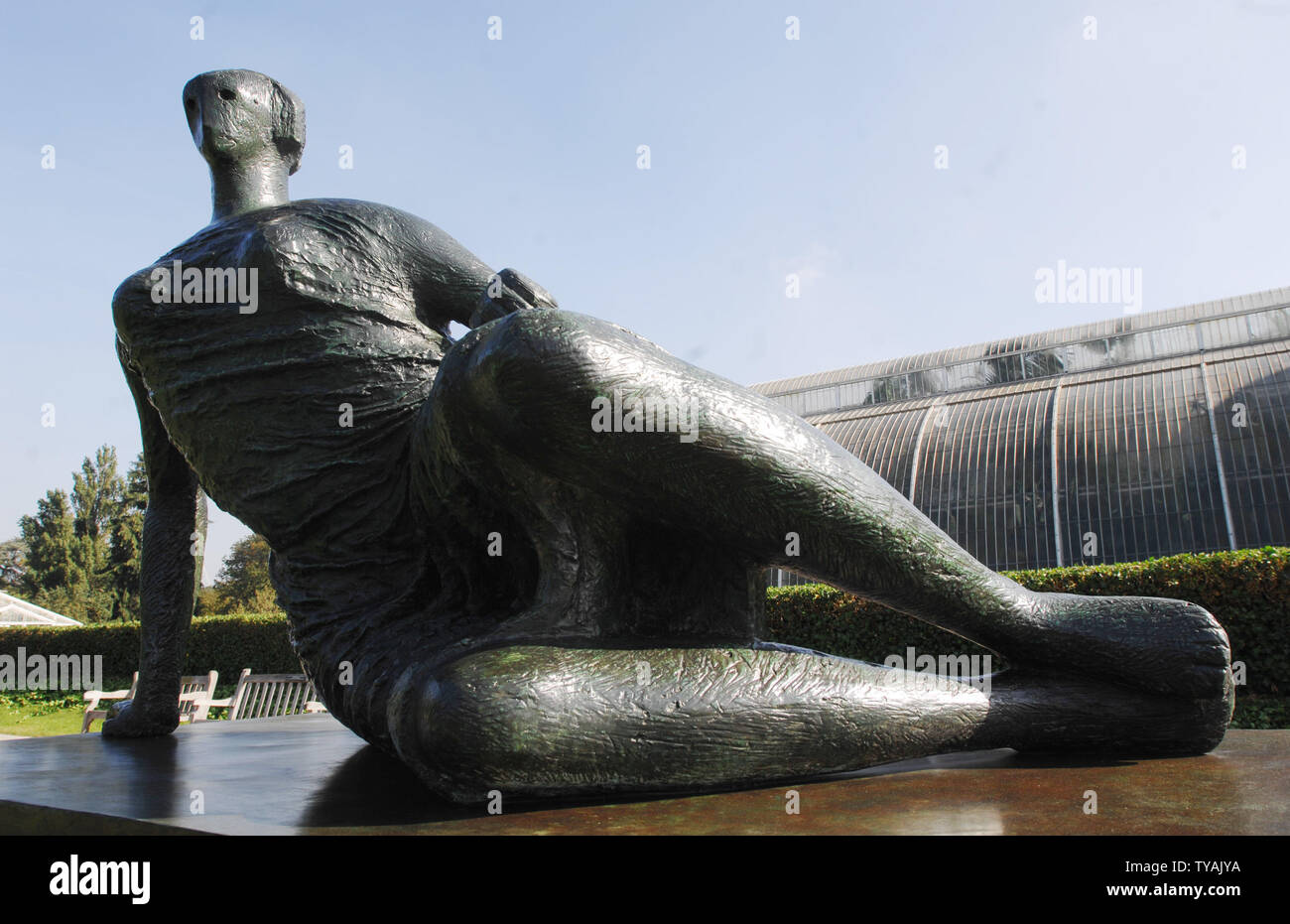British sculptor Henry Moore's work "Draped Reclining Woman" is ...
