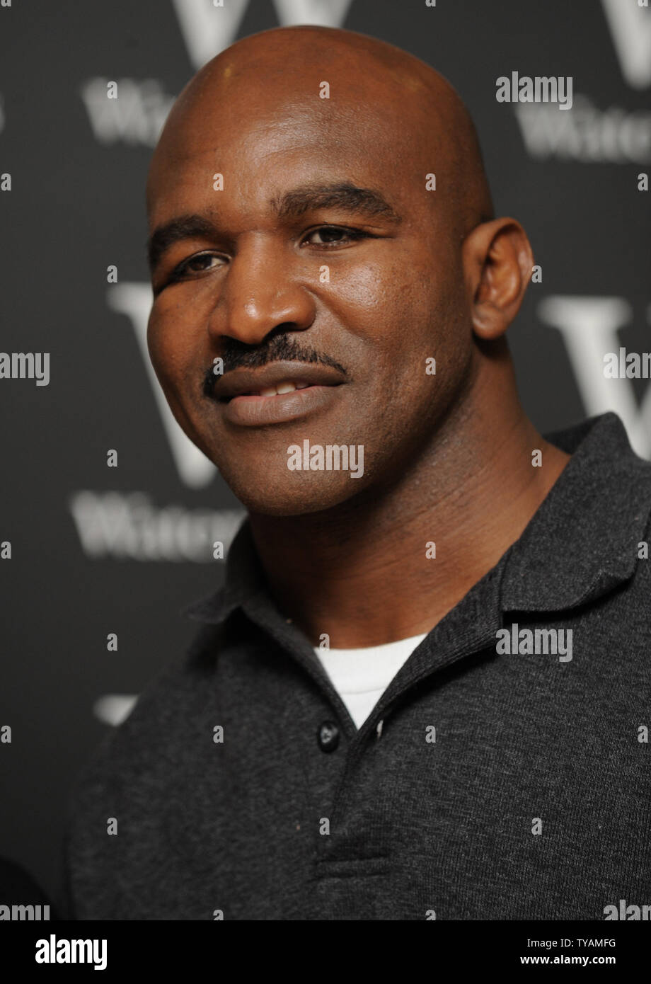 American boxer Evander Holyfield attends a signing of his autobiography ...