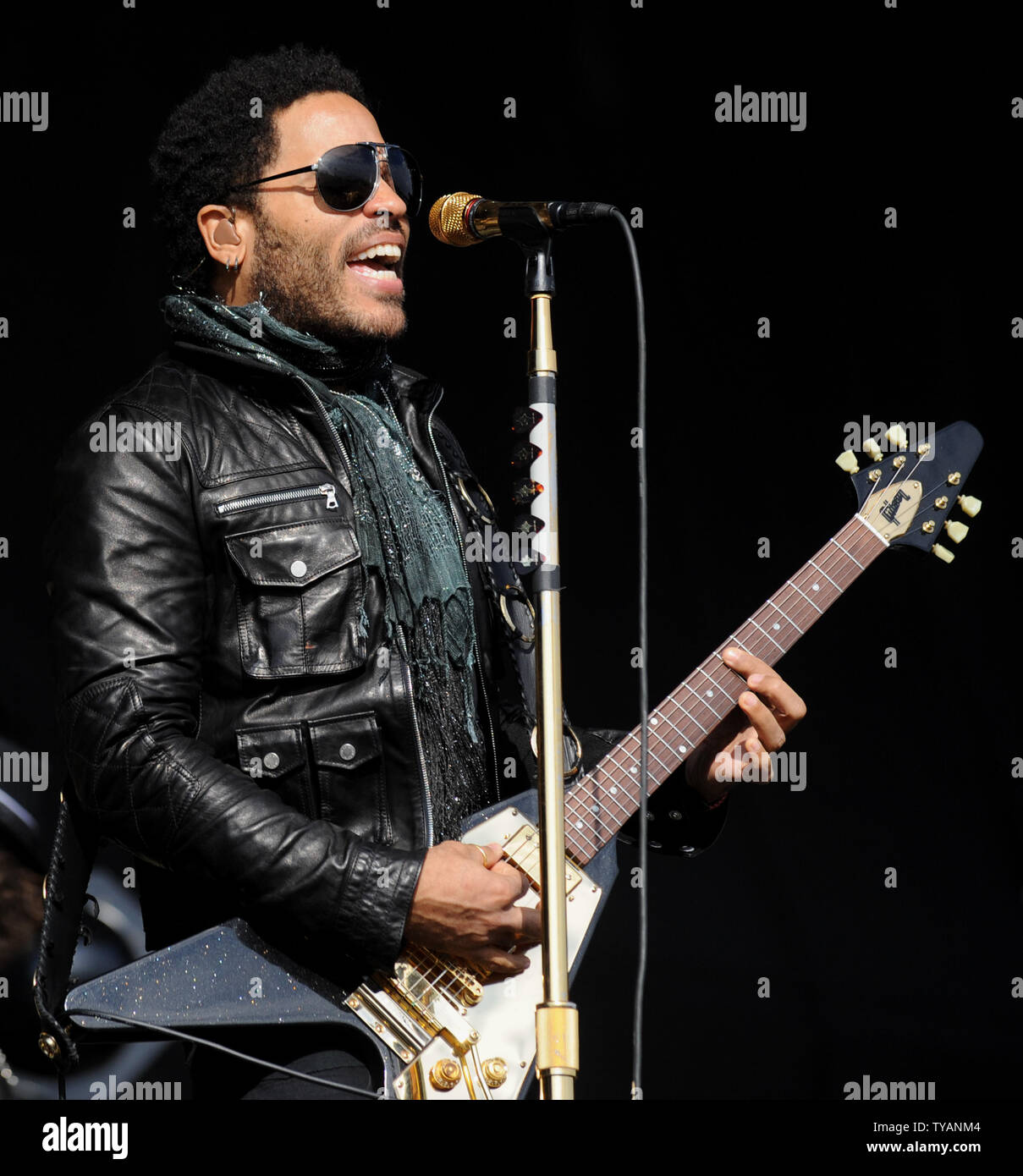 American singer/guitarist Lenny Kravitz performs at V Festival in ...