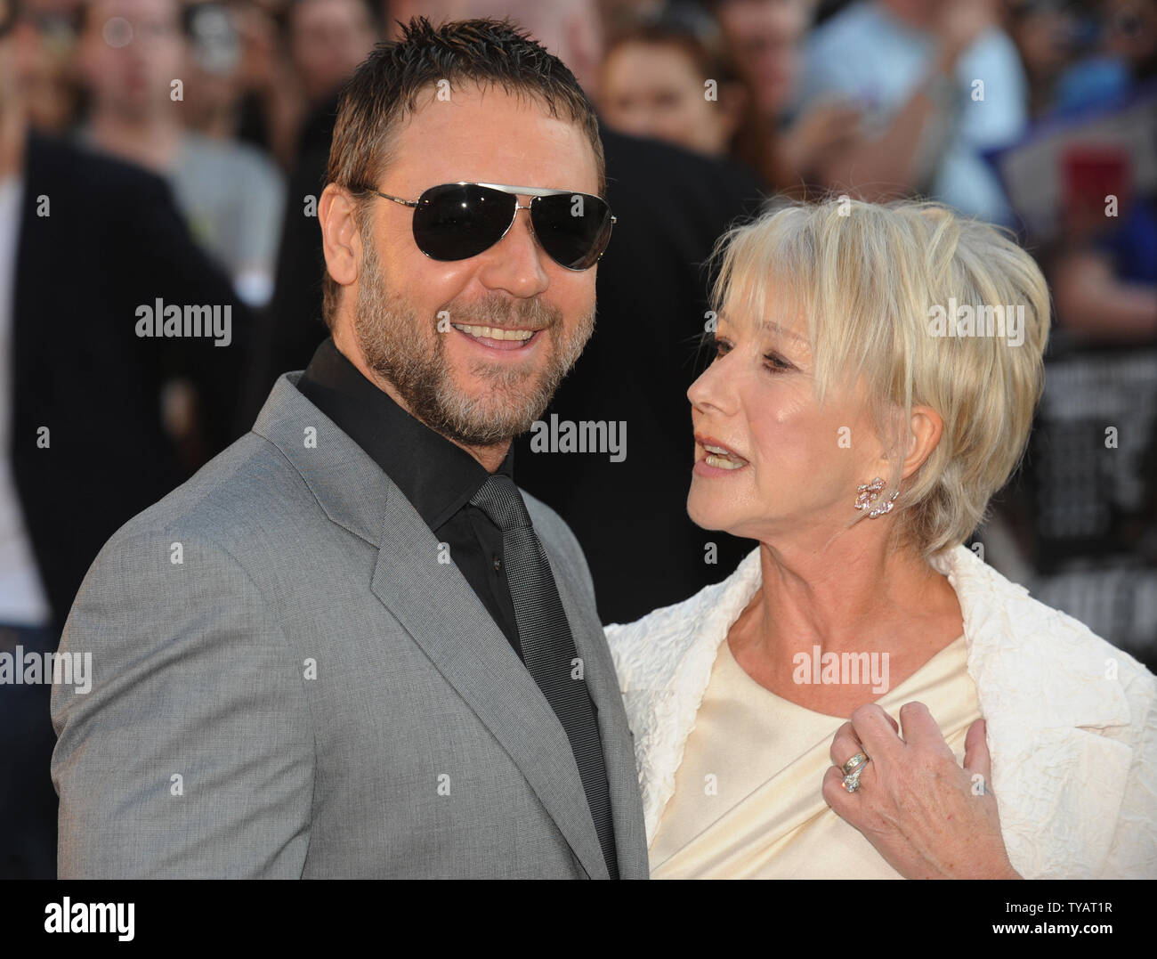 British actress Helen Mirren and Australian actor Russell Crowe attend ...