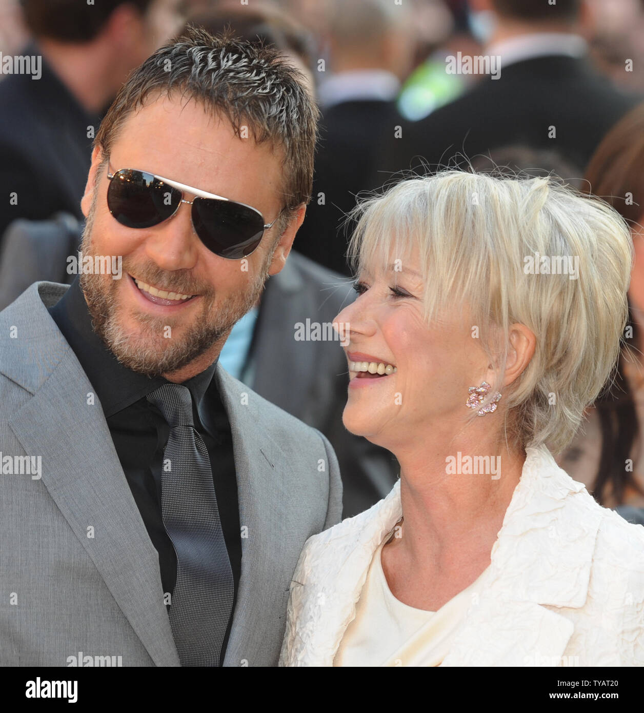 British actress Helen Mirren and Australian actor Russell Crowe attend ...