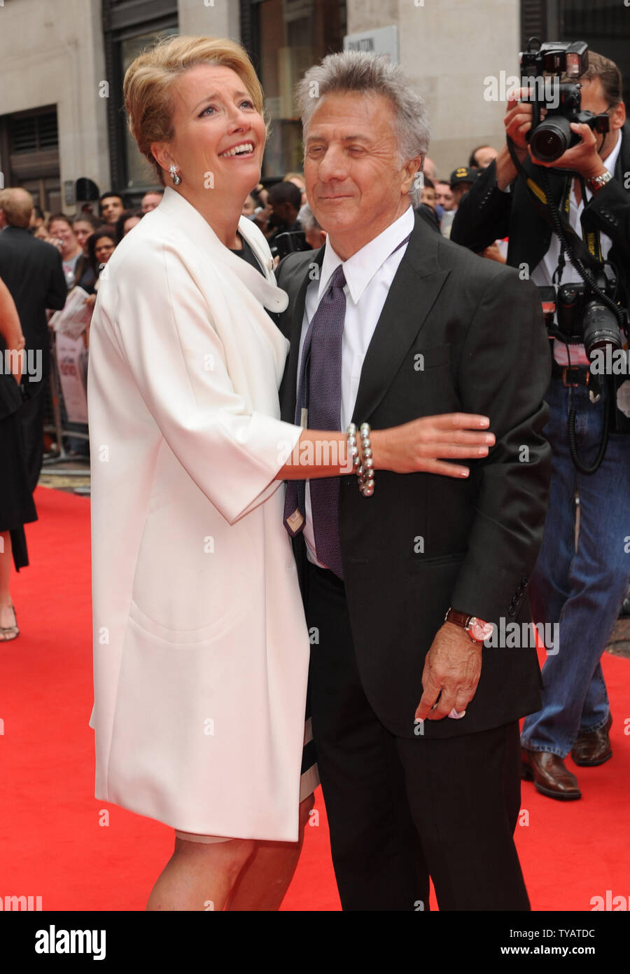 British actress Emma Thompson and American actor Dustin Hoffman attend ...