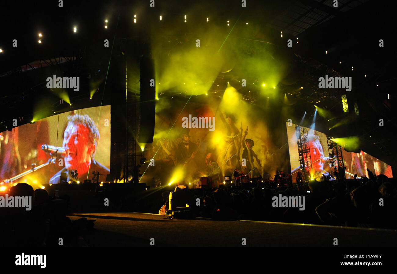 British band Coldplay perform at Wembley Stadium in London on September ...