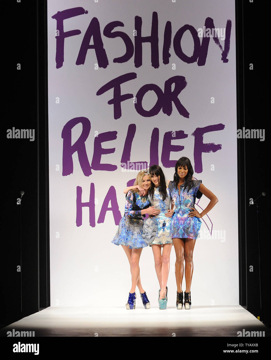 British models Kate Moss, Annabelle Neilson and Naomi Campbell attend ...