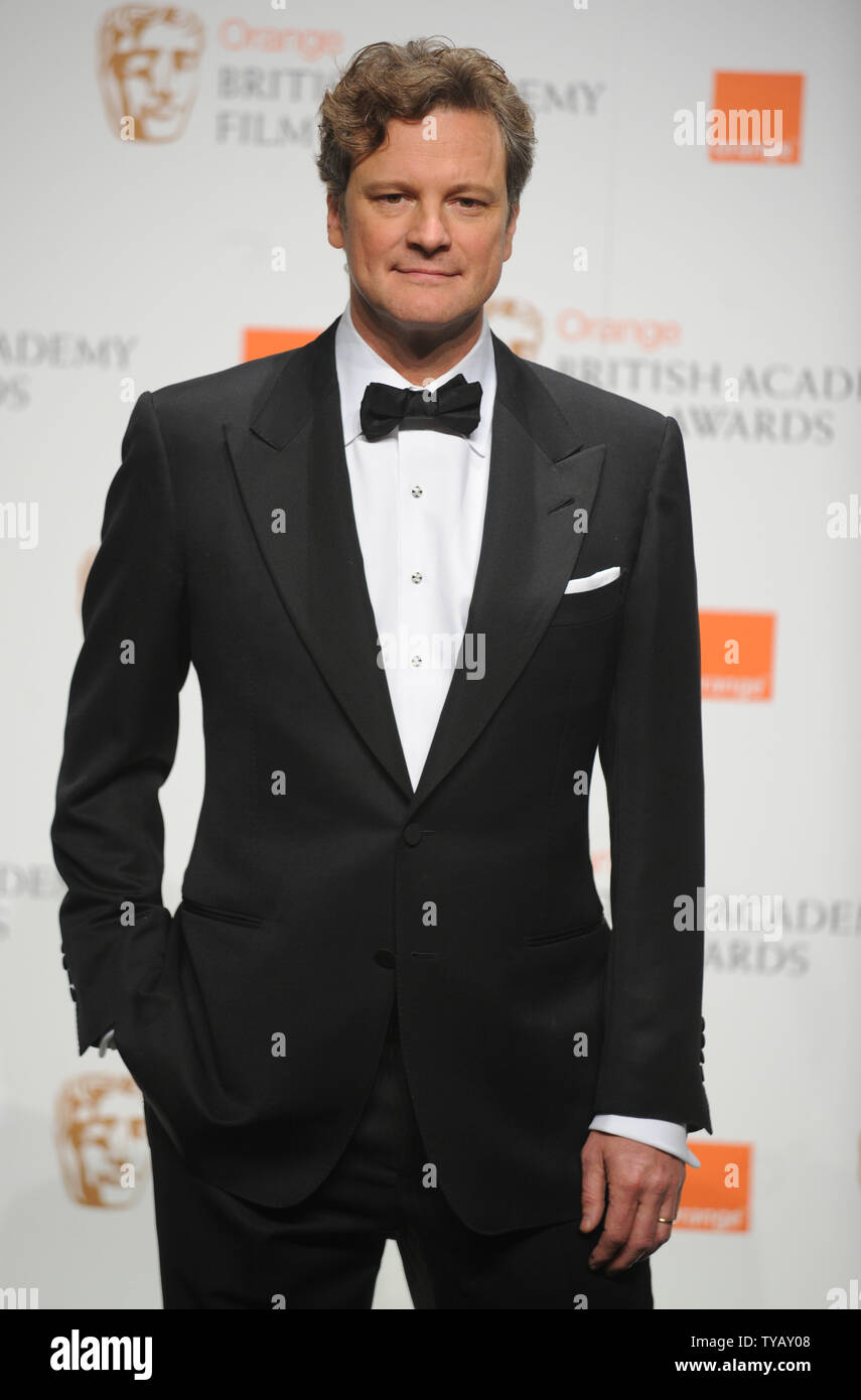 British actor Colin Firth attends the press room at the "Orange British ...