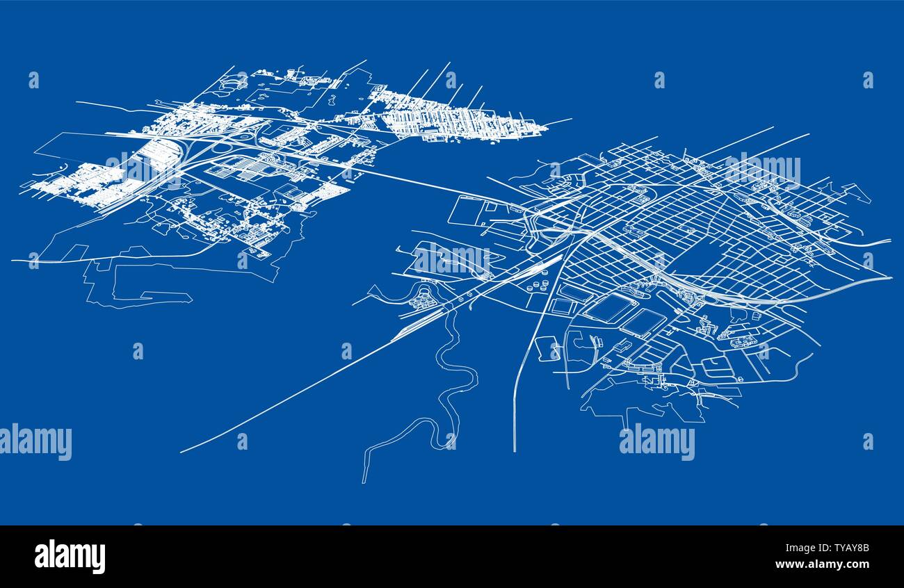 Outline city concept. Wire-frame style Stock Vector Image & Art - Alamy
