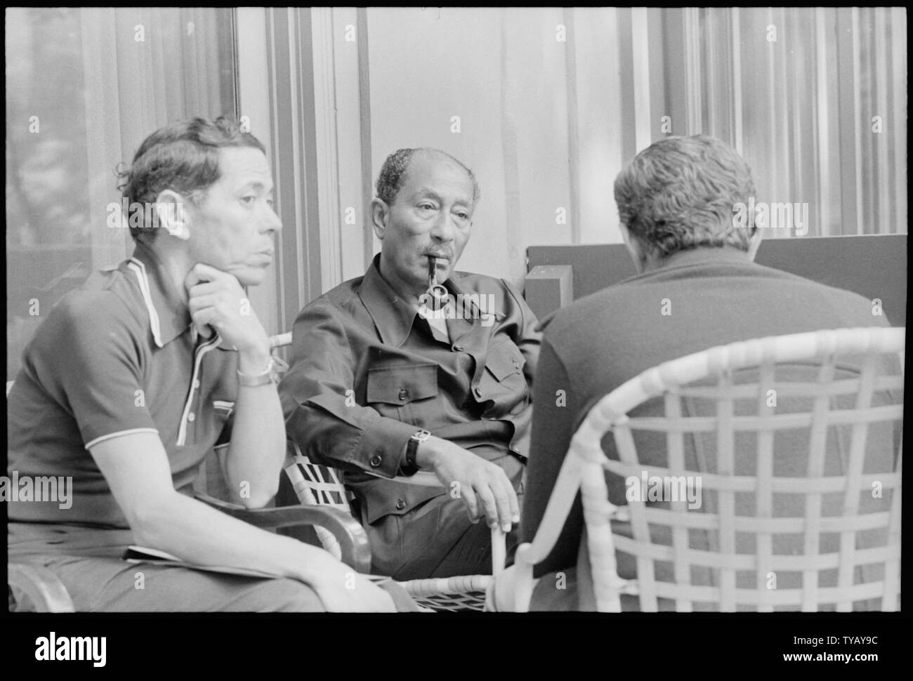 Boutros-Boutros Ghali Osama El-Baz and Anwar Sadat at Camp David Stock ...