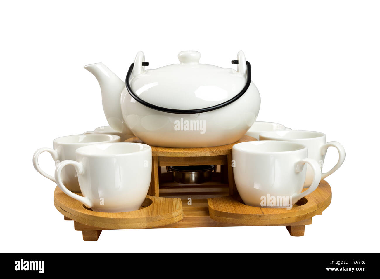 Elegant teapot and cups Cut Out Stock Images & Pictures - Alamy