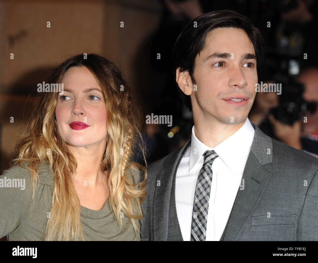 American actress Drew Barrymore and actor Justin Long attend the world ...