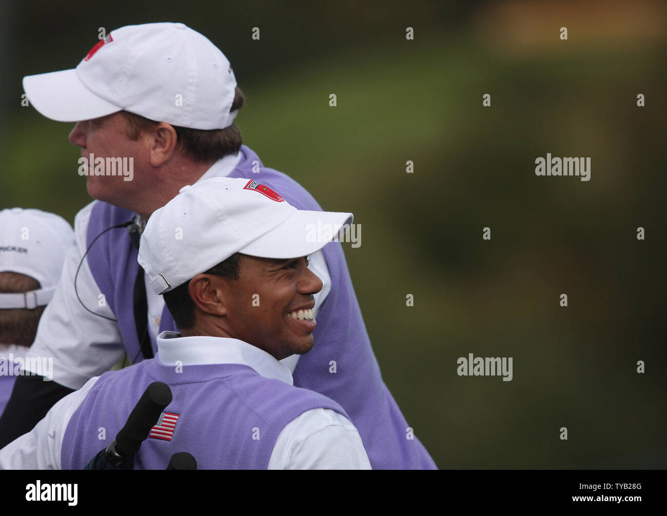 Usas tiger woods steve stricker ryder cup celtic manor hi-res stock ...