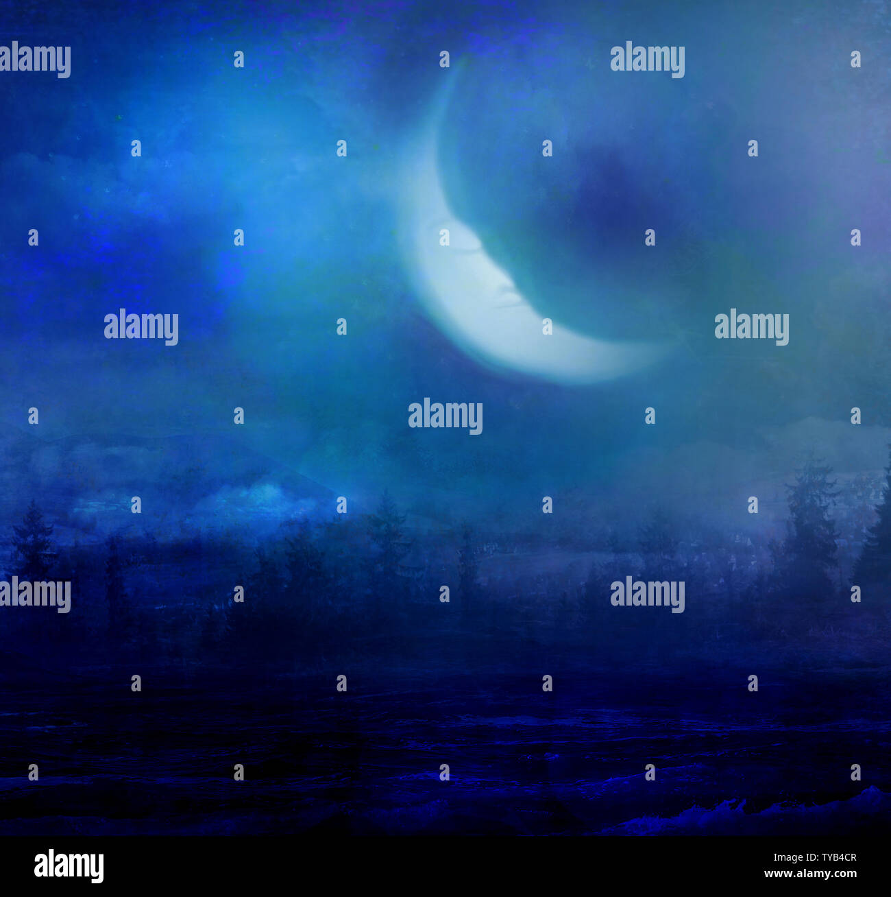Dark grunge texture crescent moon hi-res stock photography and images ...