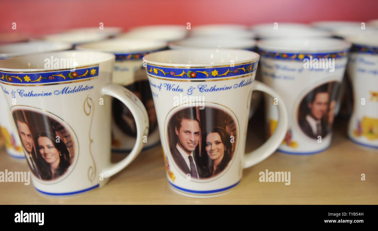 Souvenirs displayed in Piccadilly, London ahead of the 29th of April ...