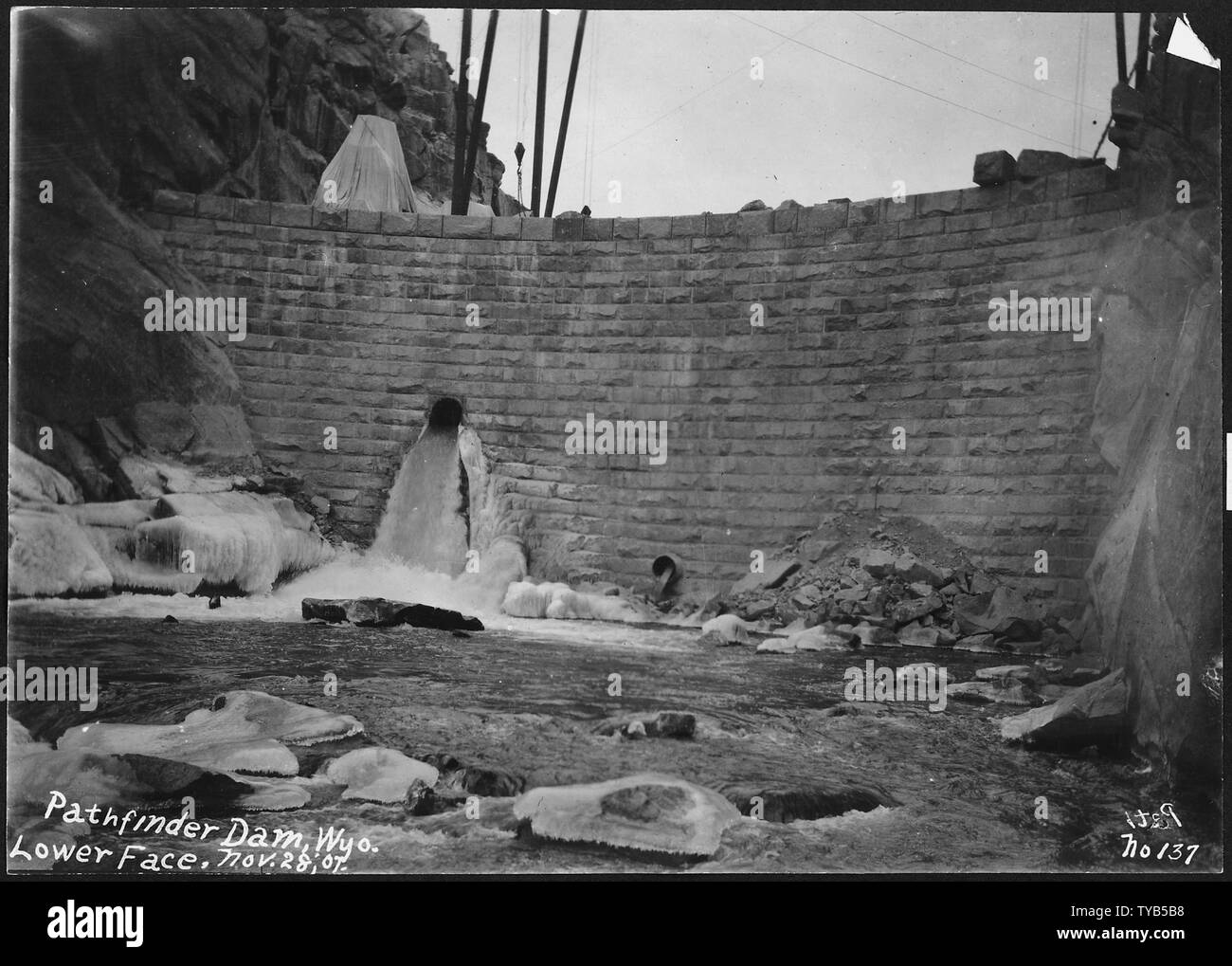 Pathfinder Dam; lower face.; Scope and content: Photograph from Volume ...