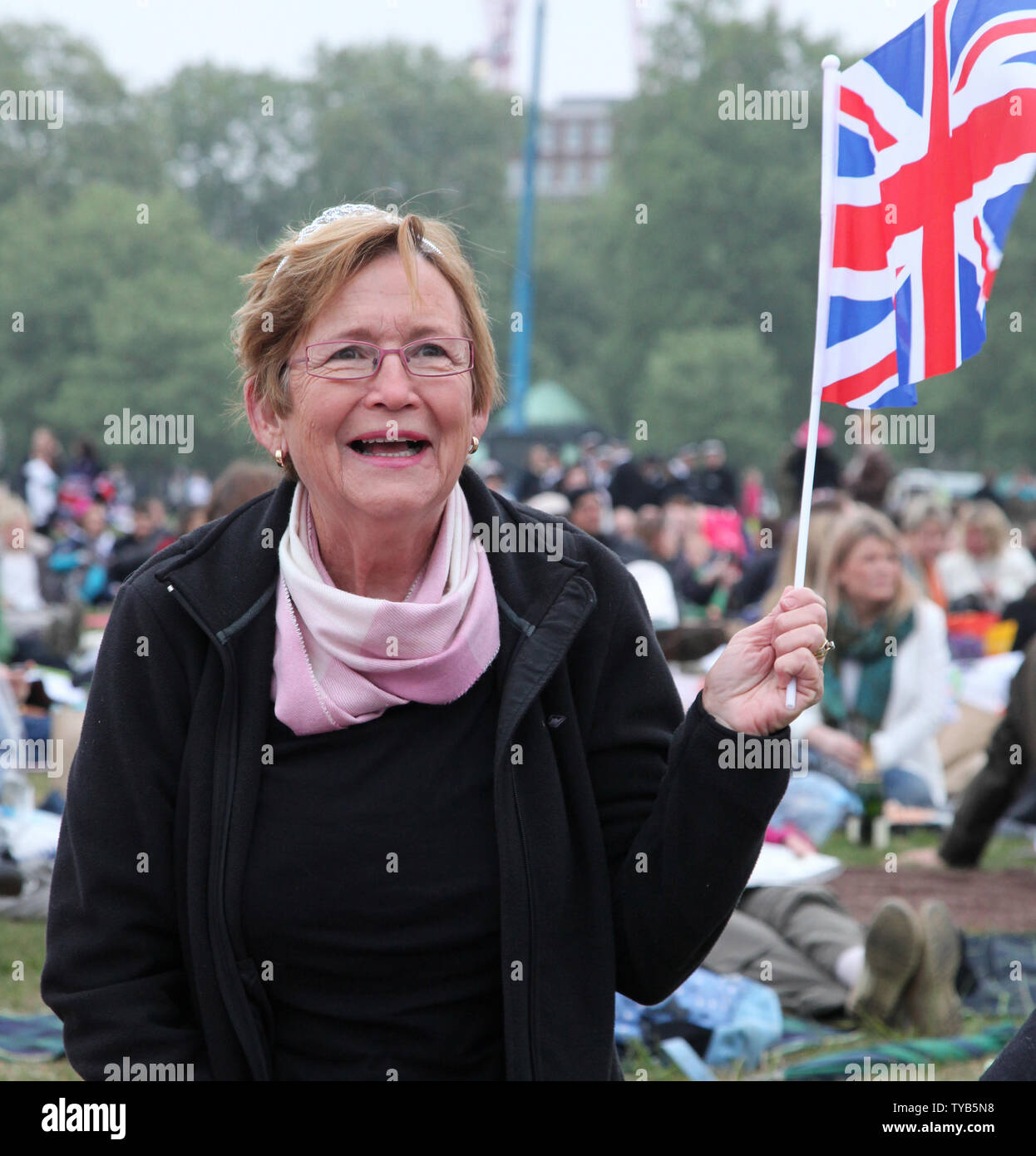 A royal well-wisher celebrates the wedding of Prince William and ...