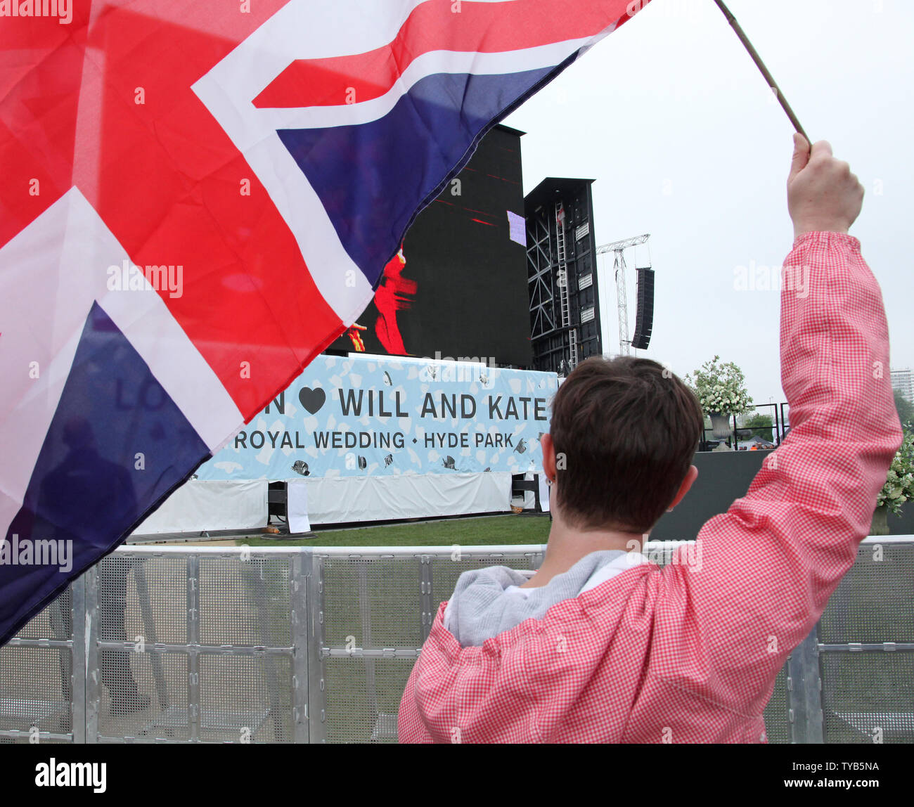 A royal well-wisher celebrates the wedding of Prince William and ...