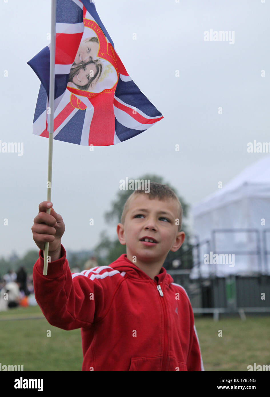 A young royal well-wisher celebrates the wedding of Prince William and ...