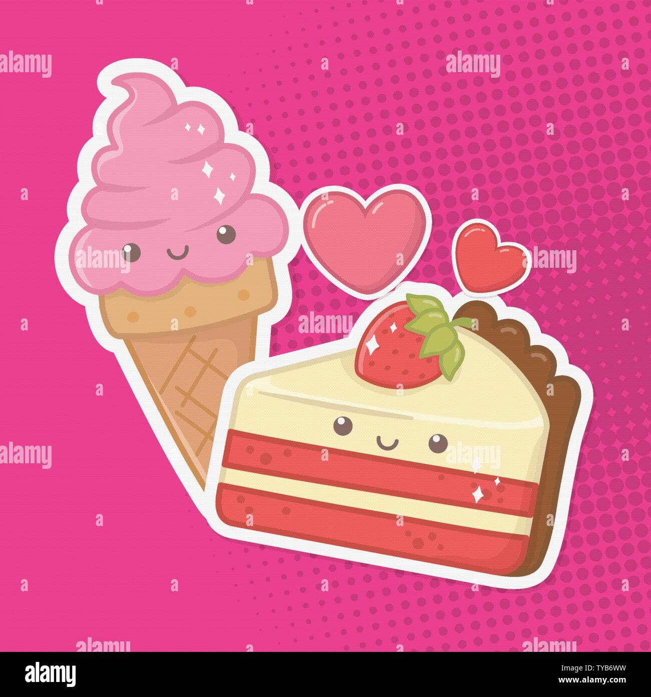 Sweet food design, dessert sugar delicious snack and tasty theme Vector ...