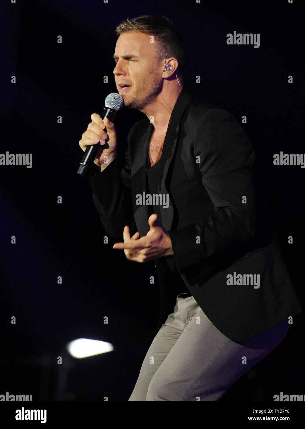 British singer Gary Barlow from pop group Take That perfoms at "Radio 2 ...