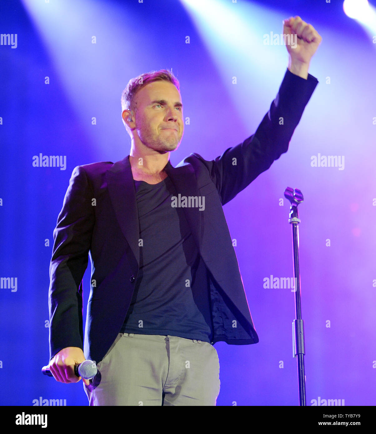 British singer Gary Barlow from pop group Take That perfoms at "Radio 2 ...