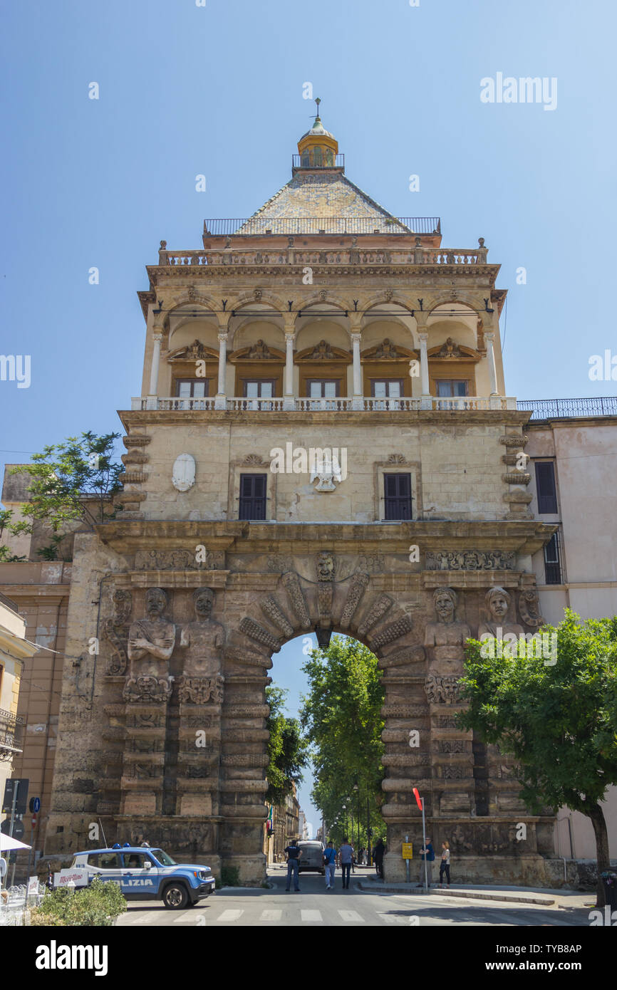 Palermo Sicily Italy 2019 front vertical view of Norman palace gate ...