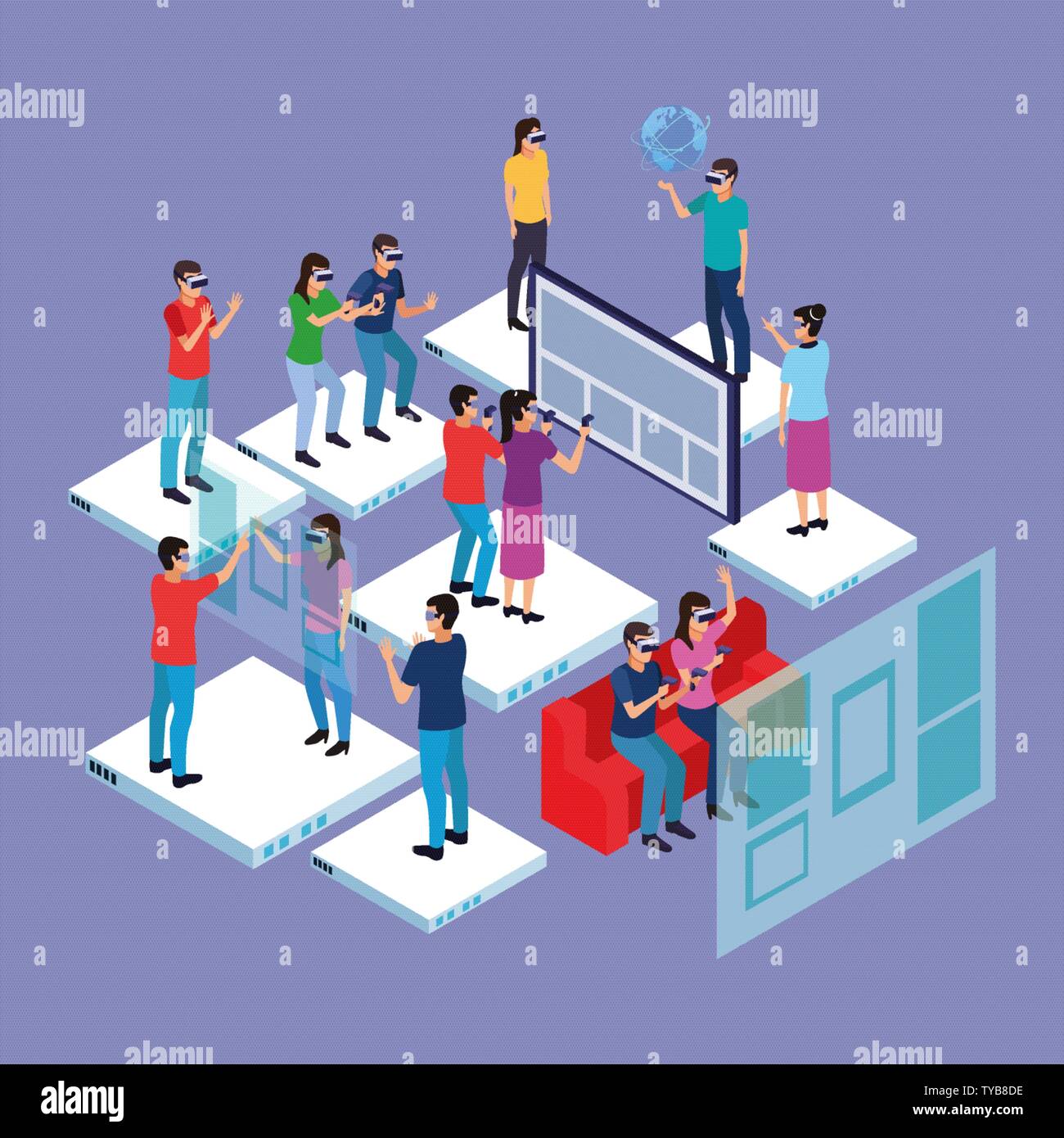 Virtual reality and friends cartoons Stock Vector Image & Art - Alamy