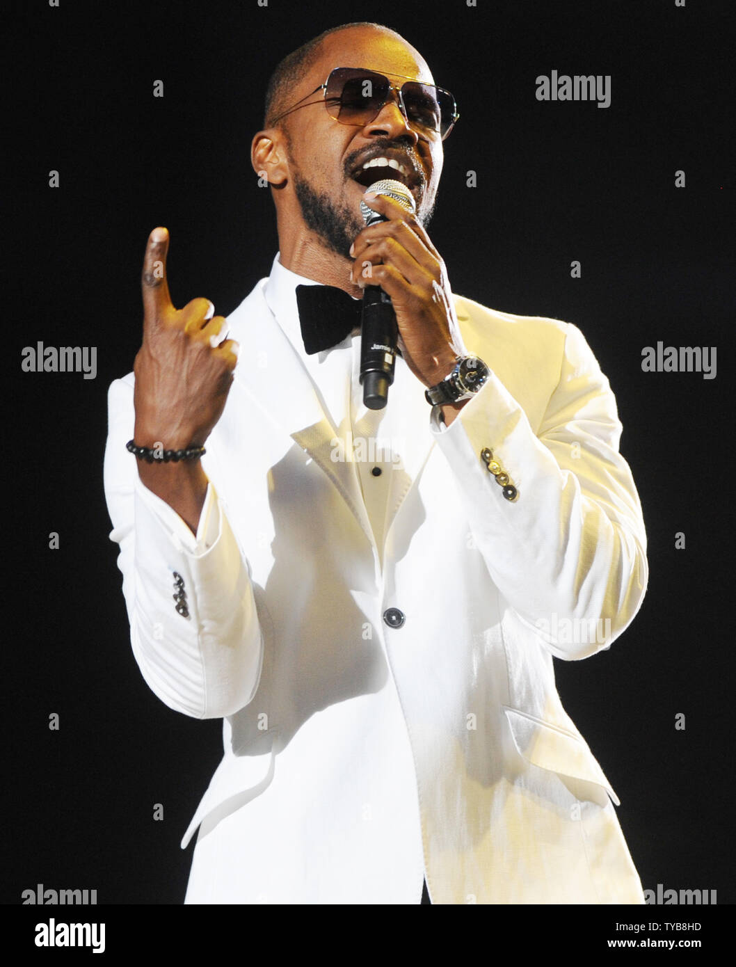 American actor/ singer Jamie Foxx performs at the Millennium Stadium in ...