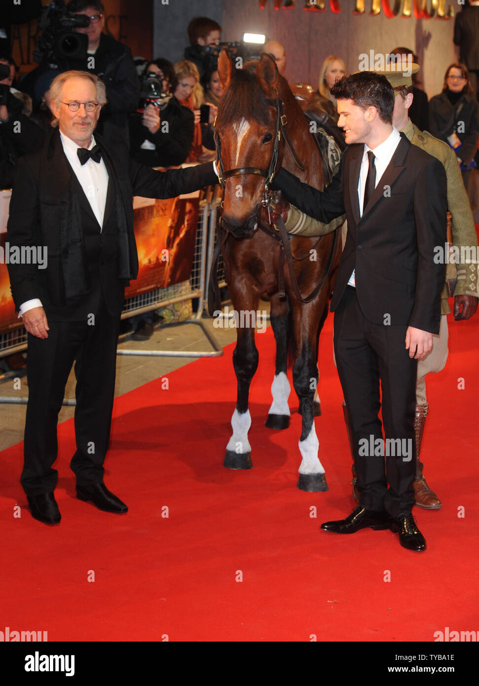 American director Steven Spielberg and British actor Jeremy Irvine ...