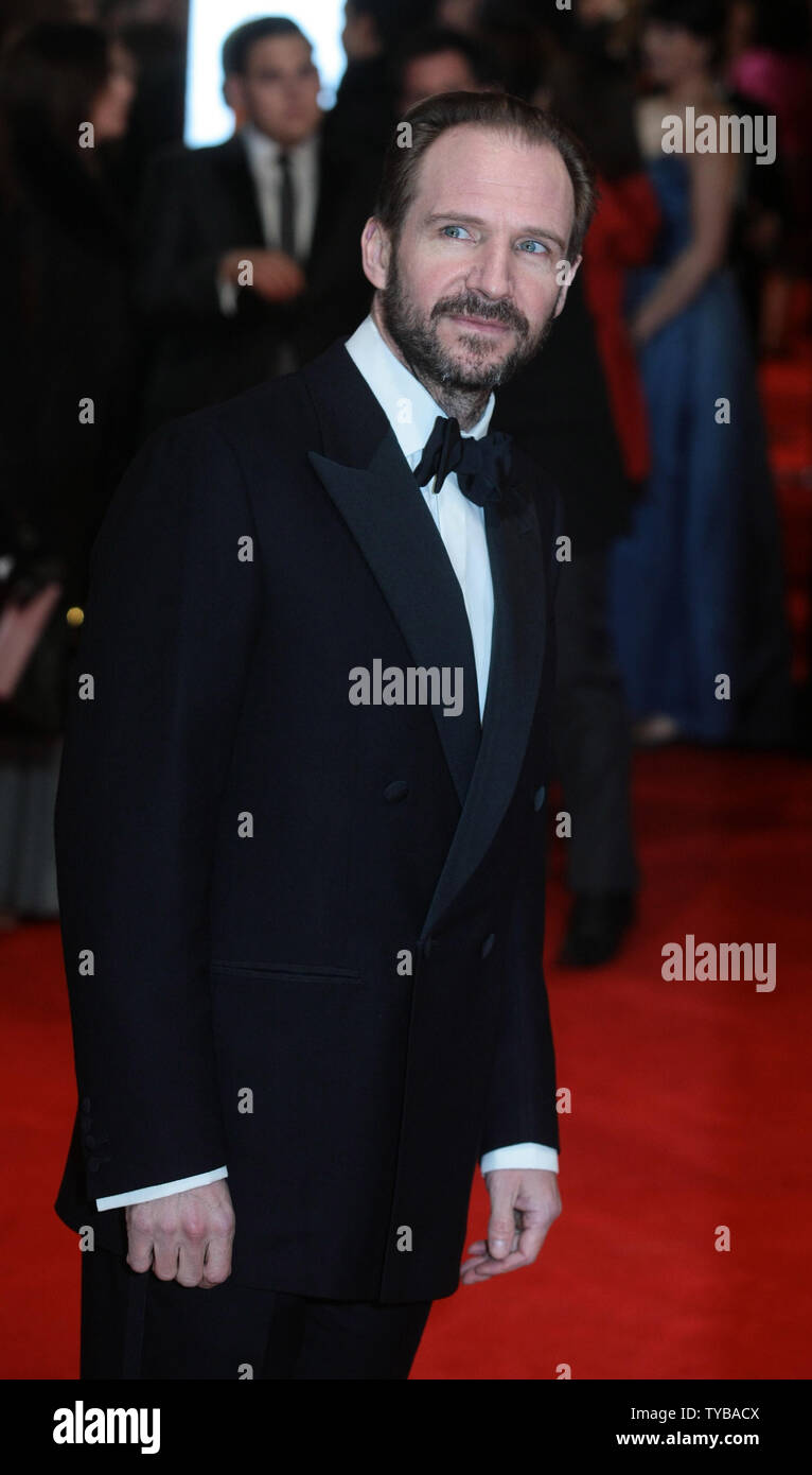 British actor Ralph Fiennes arrives for the Bafta awards in London on ...