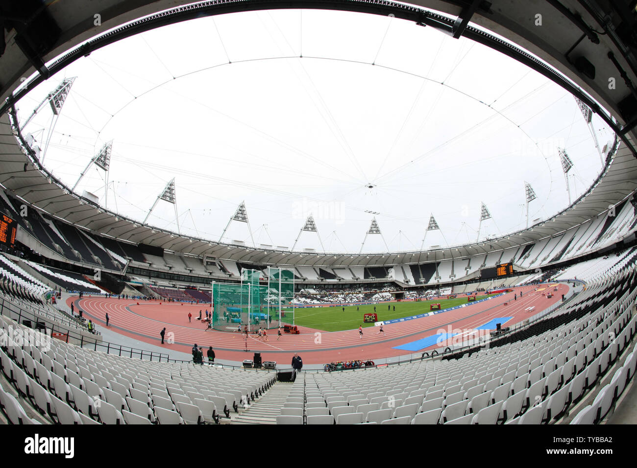 A fish-eye view of the London Olympic stadium where the first athletics ...