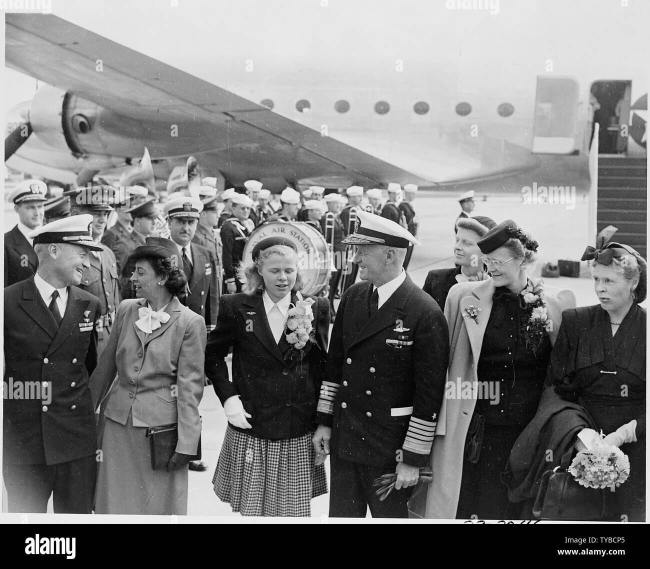Photograph of Admiral Chester Nimitz and his family at the airport in ...