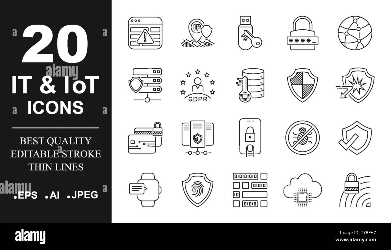 Computer network icons, IT, IoT, AI networking technology ...