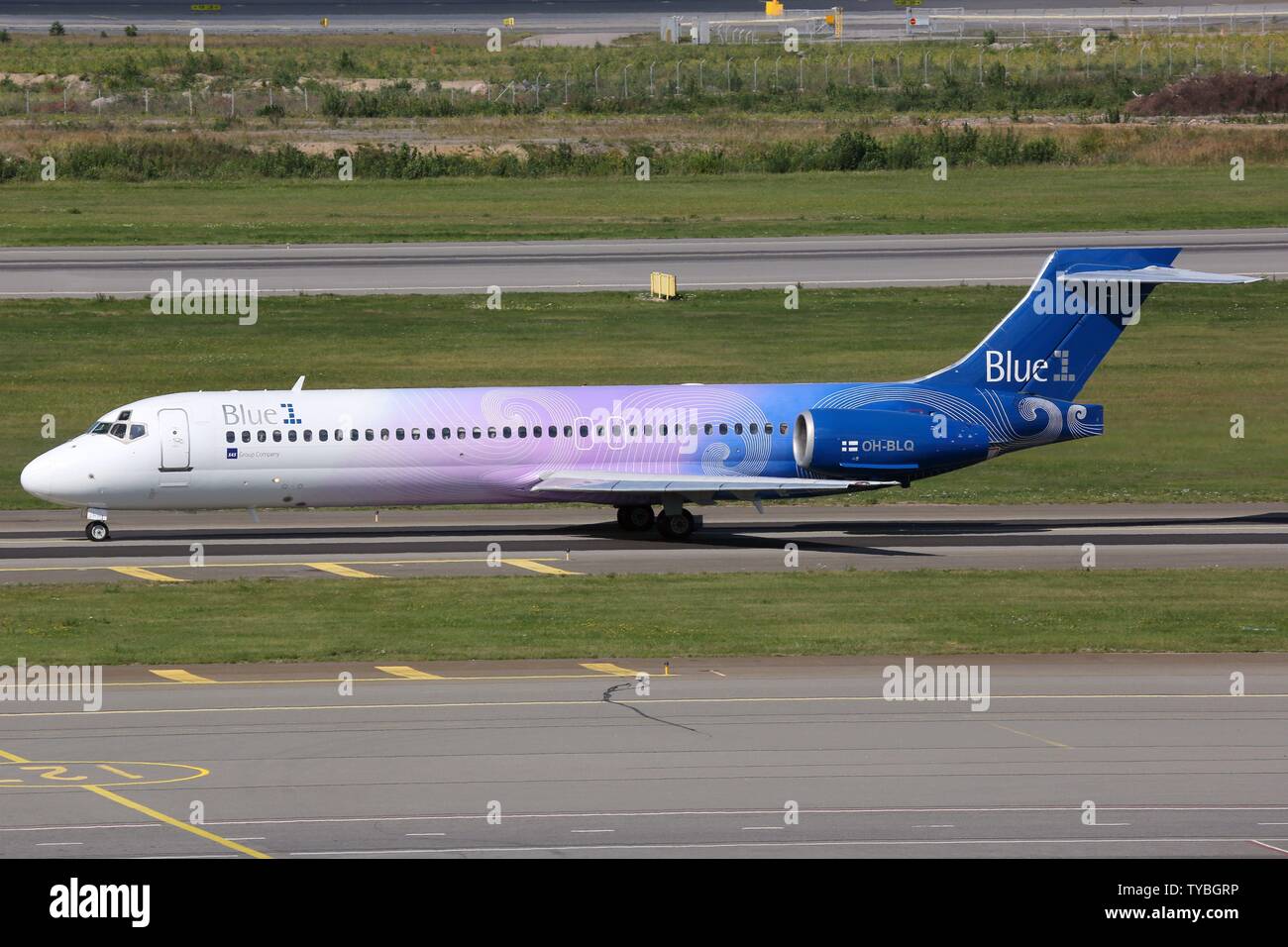 Blue1 airplane hi-res stock photography and images - Alamy